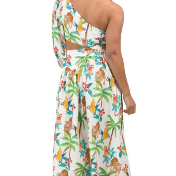 FARM Rio | Dresses | Farm Rio Tropical Paradise One Shoulder Midi Dress ...